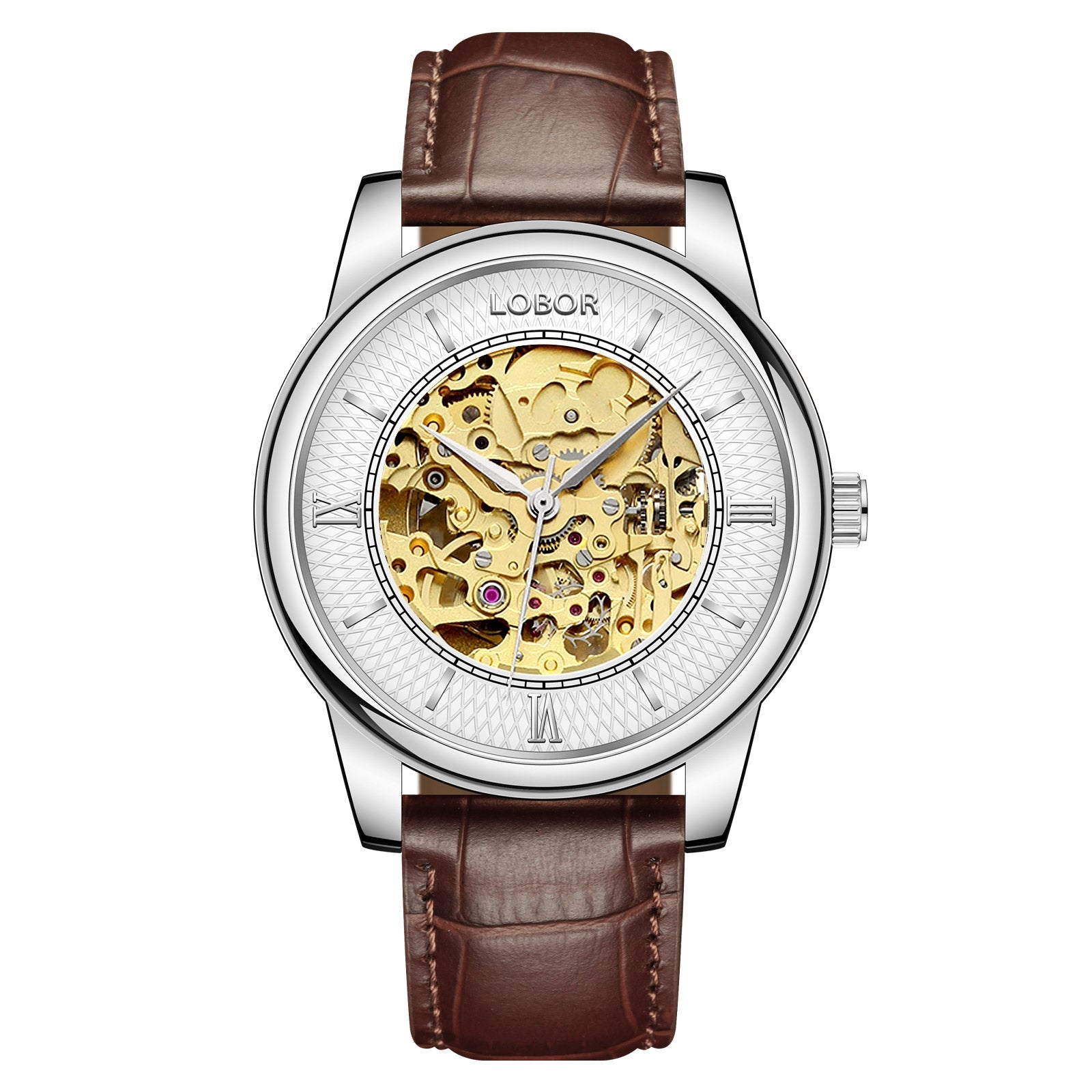 Dynasty Constantine Brown 41MM | 鏤空機械錶 | LOBOR Watches 台灣官方網站